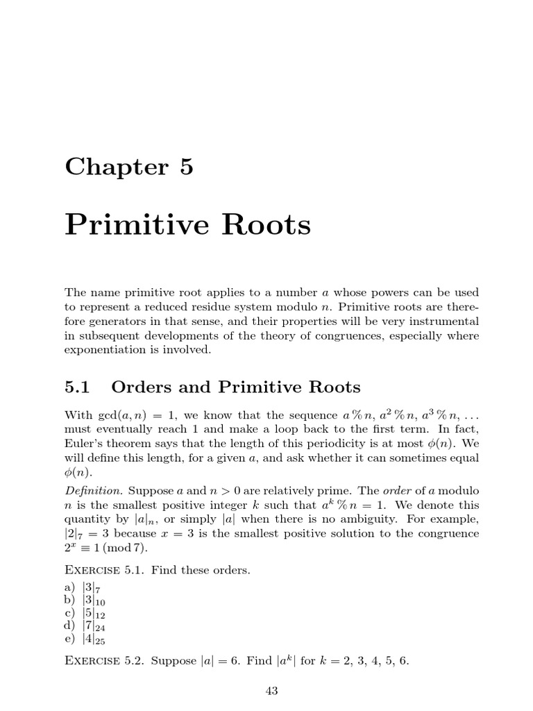 Primitive Roots and Orders Modulo Primes | PDF | Exponentiation | Theorem