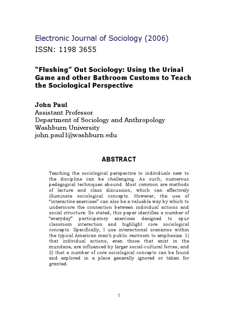 Johnpaul The Urinal Game | PDF | Socialization | Gender Role