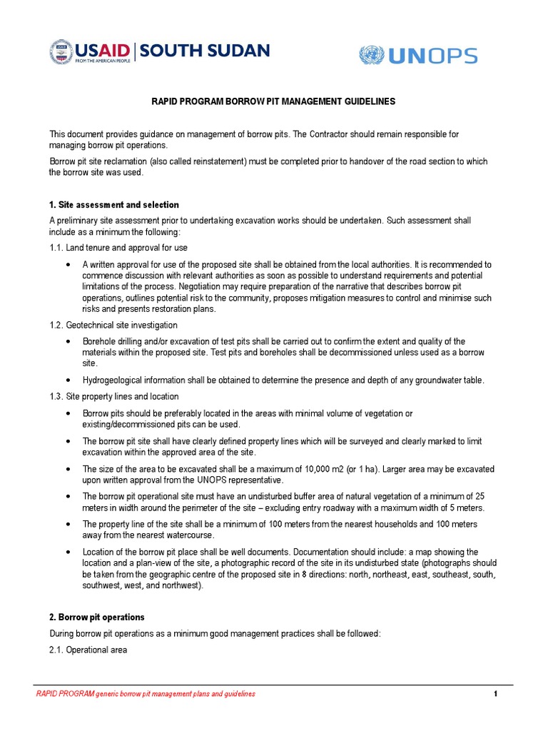 Borrow Pit Management Guidelines | PDF | Topsoil | Road