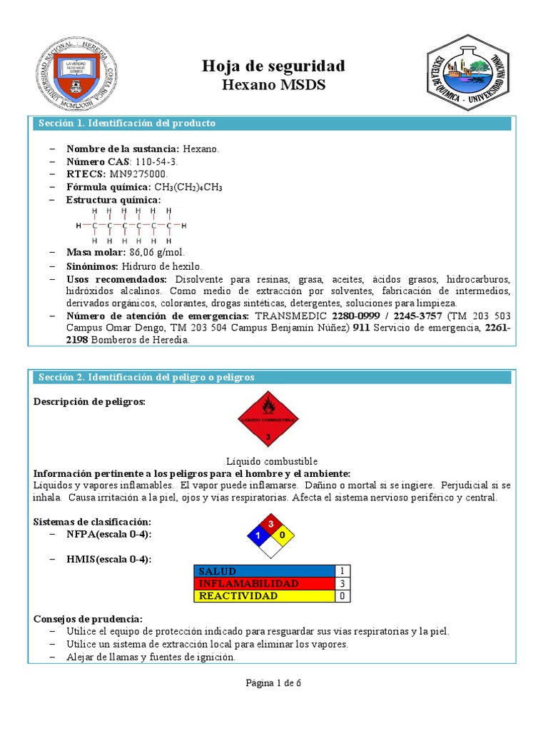 Hexano | Residuos | Sustancias químicas