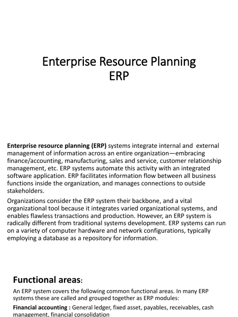 Enterprise Resource Planning ERP | PDF | Enterprise Resource Planning ...