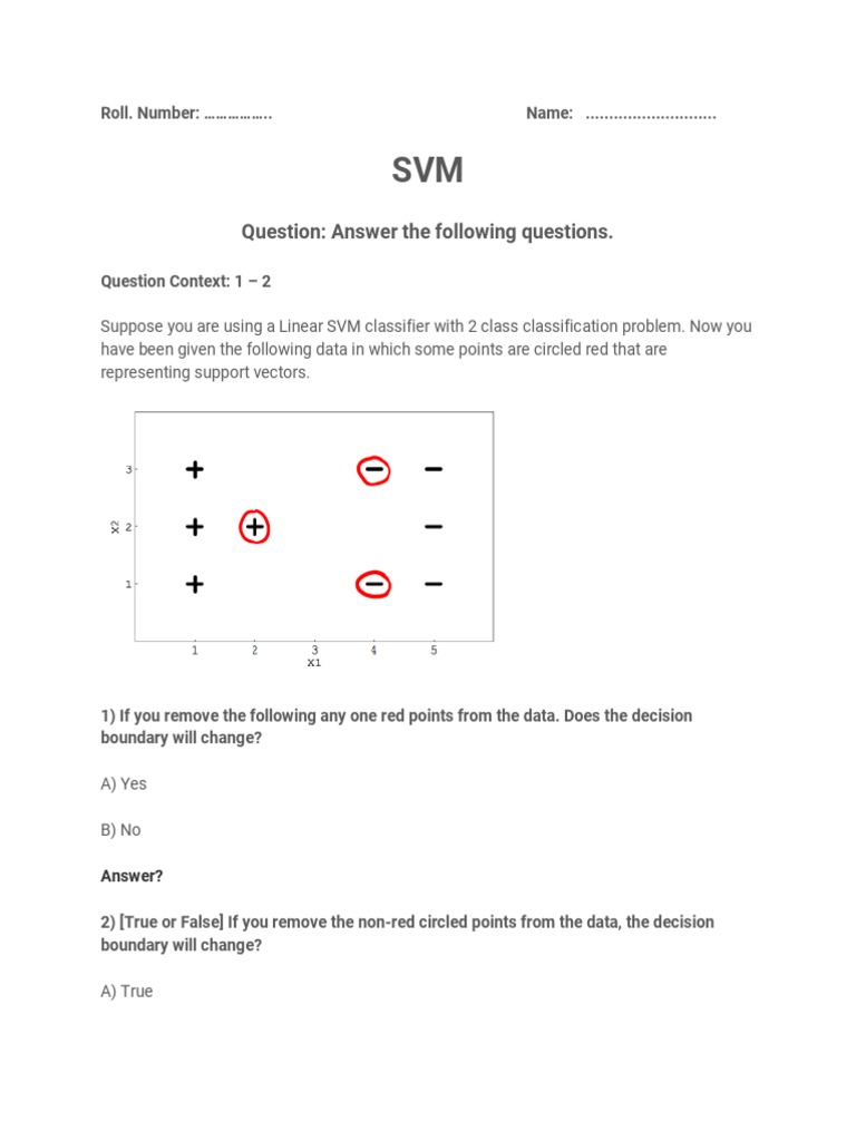 SVM questions answered | PDF | Multivariate Statistics | Applied ...