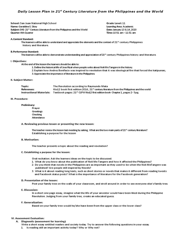 Daily Lesson Plan in 2 | PDF | Lesson Plan | Essays
