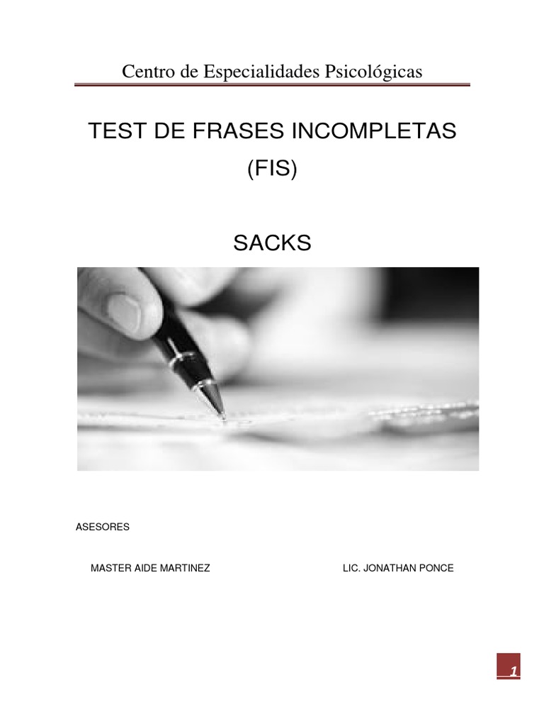 Manual Sacks | PDF | Actitud (psicología) | Sicología