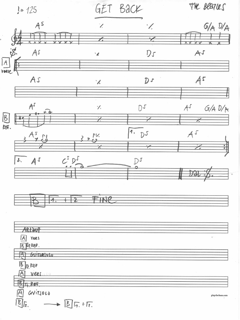 Beatles - Get Back - Leadsheet