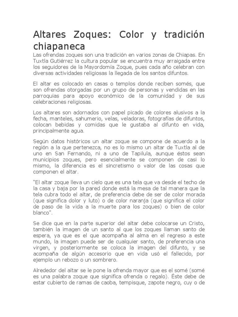Altares Zoques | PDF | Altar | Chiapas