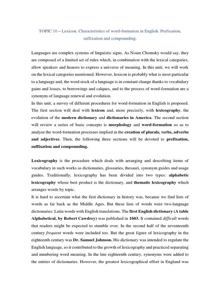 TOPIC 10 - Lexicon | PDF | Word | Lexicon