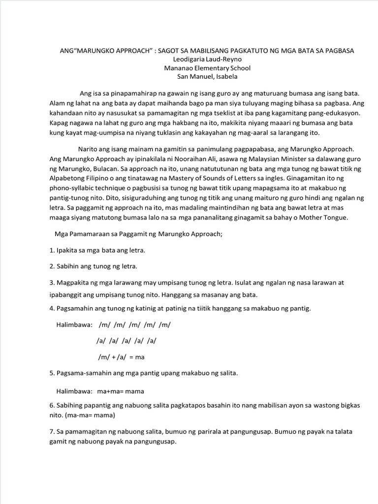 Marungko-Approach | PDF