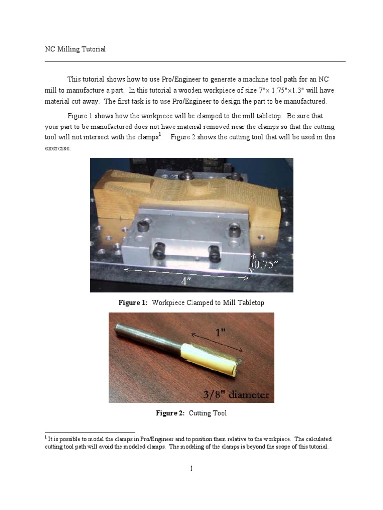 Figure 1: Workpiece Clamped To Mill Tabletop | PDF | Cartesian ...