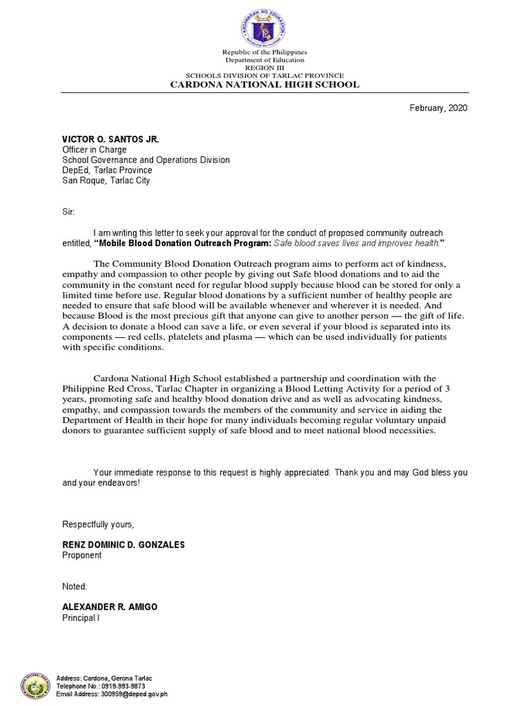 Blood Donation Outreach Program Proposal | PDF | Blood Donation | Blood ...