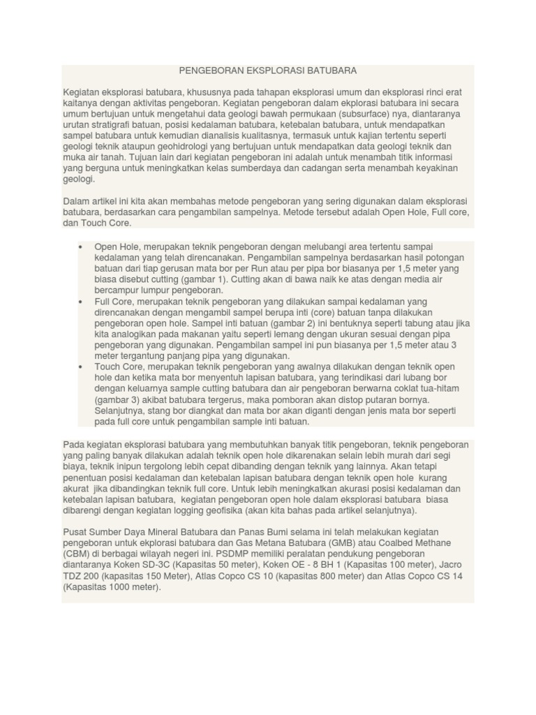 Pengeboran Eksplorasi Batubara PDF | PDF | Sains & Matematika