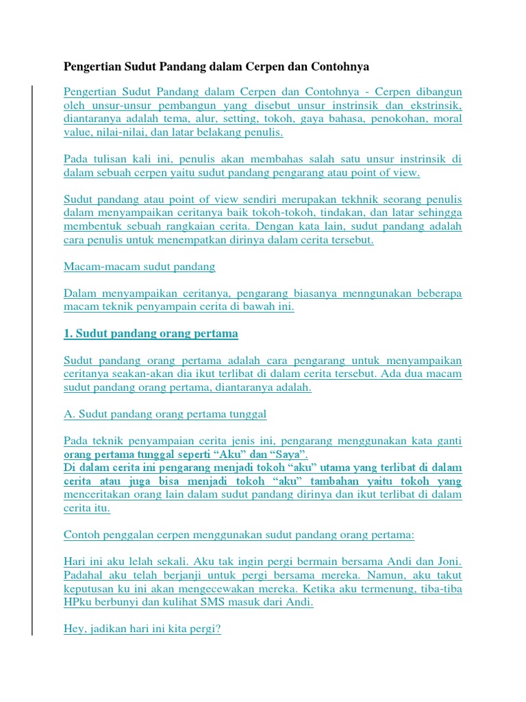 Sudut Pandang | PDF | Fiksi Umum
