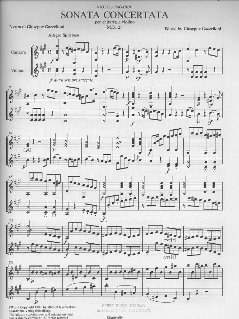 Paganini Nicol Sonata Concertata M S 2 Rev Gazzelloni PDF