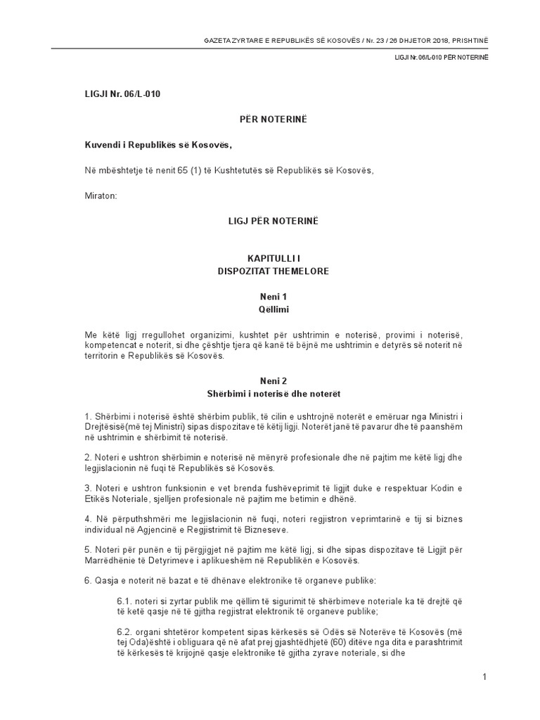 Ligji Per Noteri PDF | PDF