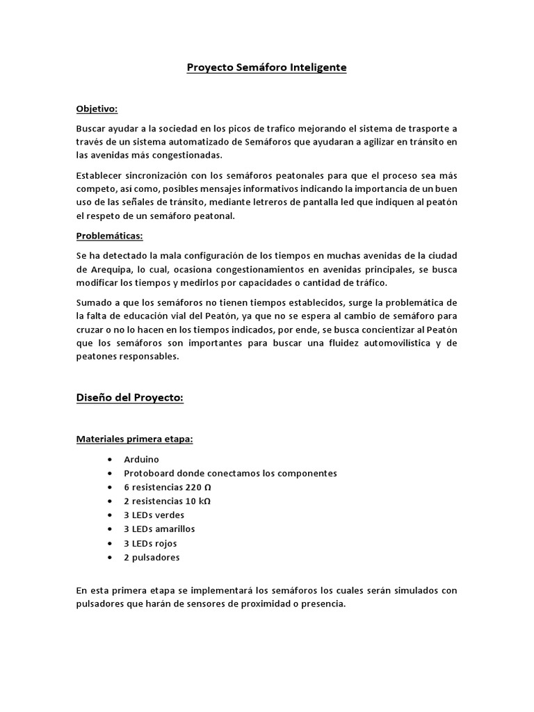 Proyecto Semáforo Inteligente | PDF | Semáforo | Diodo emisor de luz