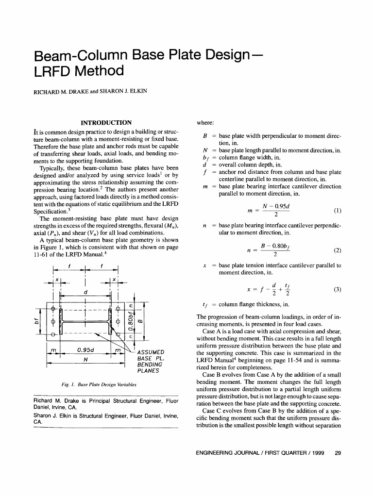 Beam-Column Base Plate Design | PDF | Bending | Stress (Mechanics)