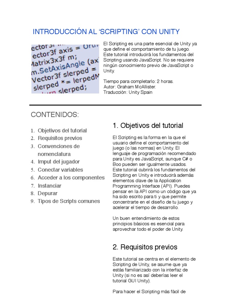 Introduccio Ün Al Scripting - UnitySpain | PDF | Script Java | Unidad (motor de juego)