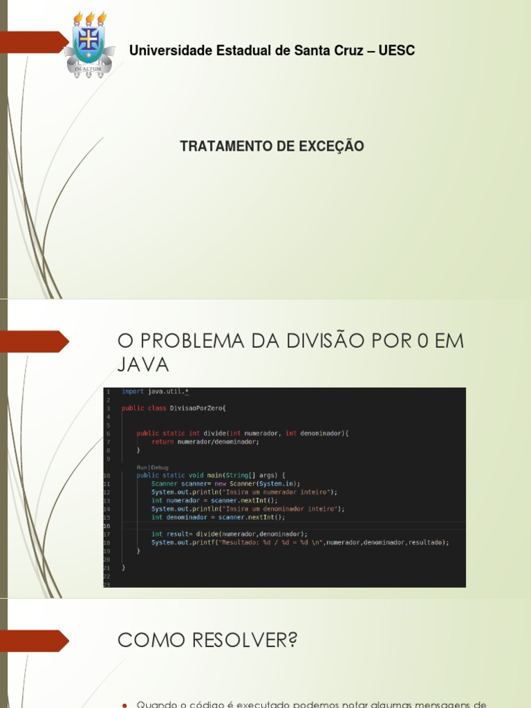 Tratamento de Exceções Java | PDF | Classe (programação de computadores ...