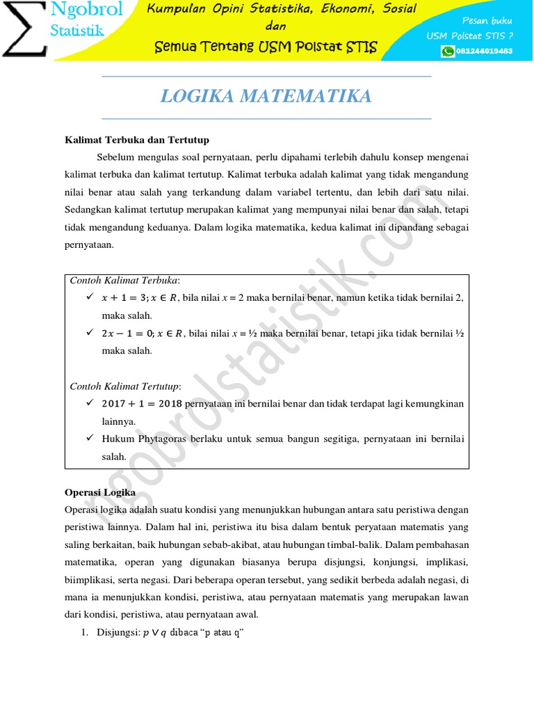 Logika Matematika Dasar | PDF | Seni & Disiplin Bahasa | Kajian Bahasa Asing