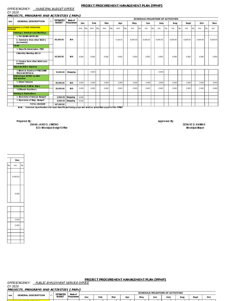 PPMP 2020-Budget | PDF | Government | Business