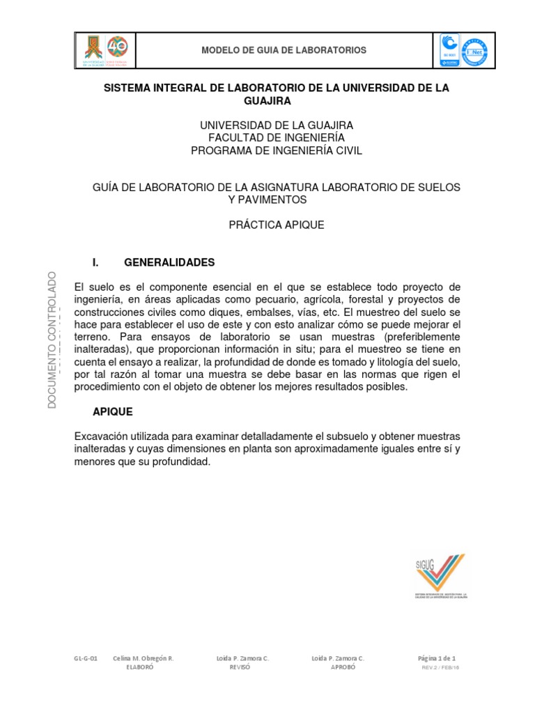 Guia Practica Apique | PDF | Laboratorios | Excavación (Arqueología)
