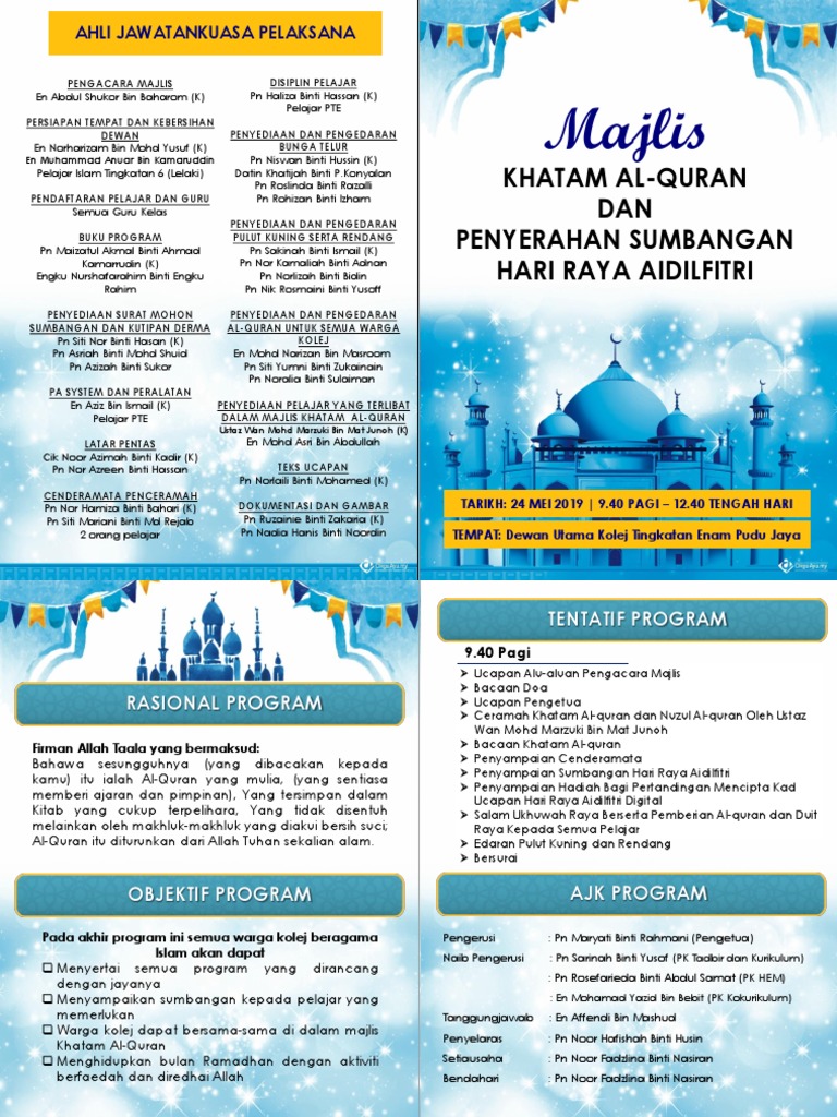 BUKU-PROGRAM-Majlis-Khatam-Al-Quran 1 | PDF