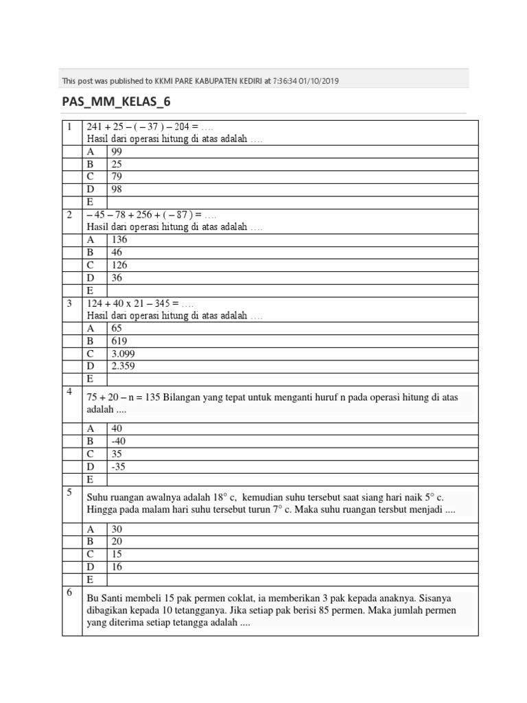 MASTER SOAL CBT..... (Tulis Nama Mapel) | PDF | Metode & Bahan Ajar