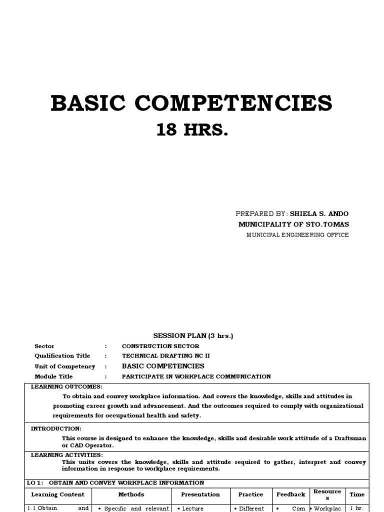 SESSION PLAN in Technical Drafting NCII | PDF | Icon (Computing ...