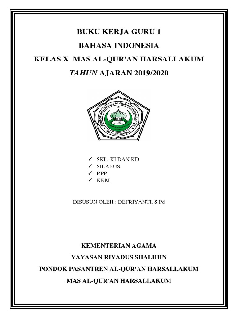 Contoh Cover Buku Kerja Guru 2019/2020 | PDF
