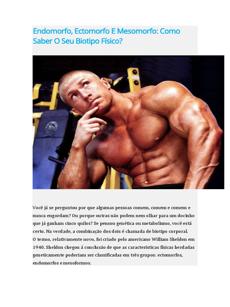 Endomorfo Ectomorfo E Mesomorfo Como Saber O Seu Biotipo Físico Pdf