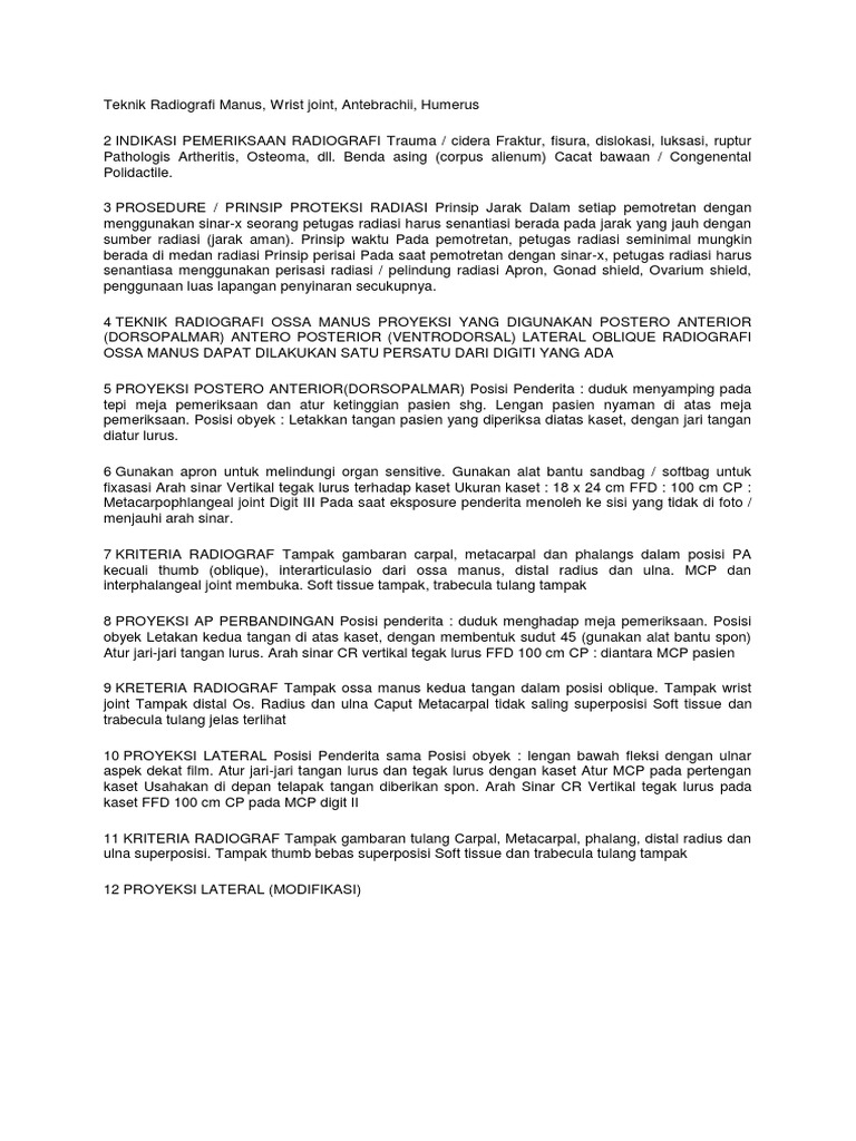 Teknik Radiografi Manus | PDF