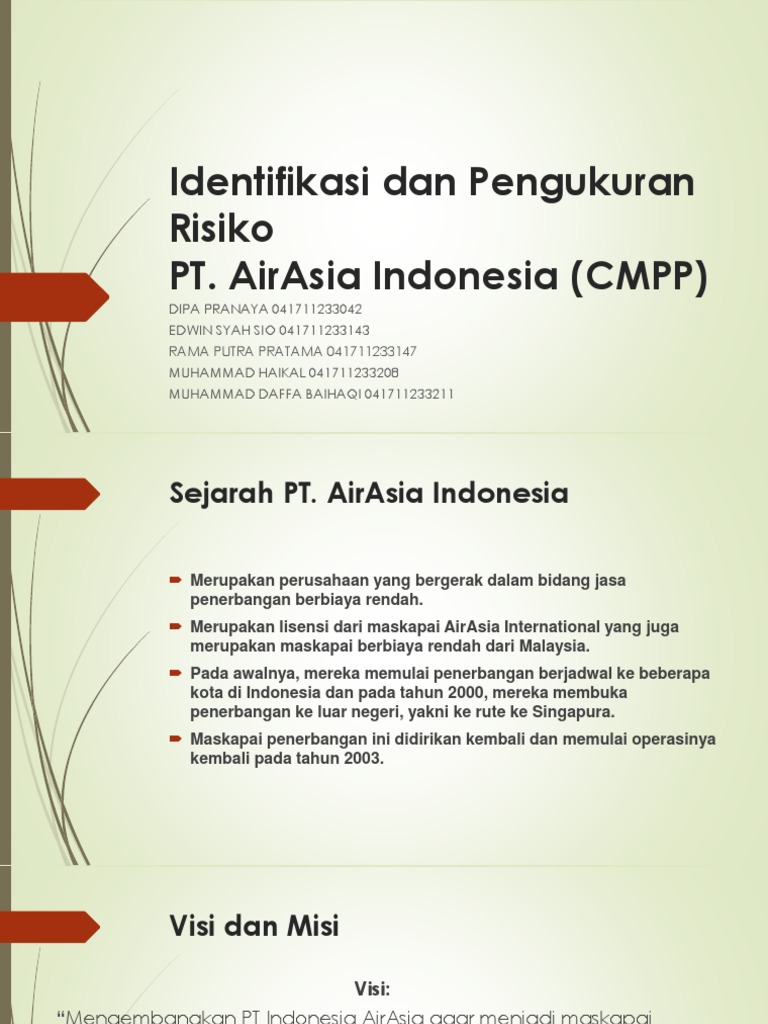 Identifikasi Dan Pengukuran Risiko PT AirAsia Indonesia | PDF