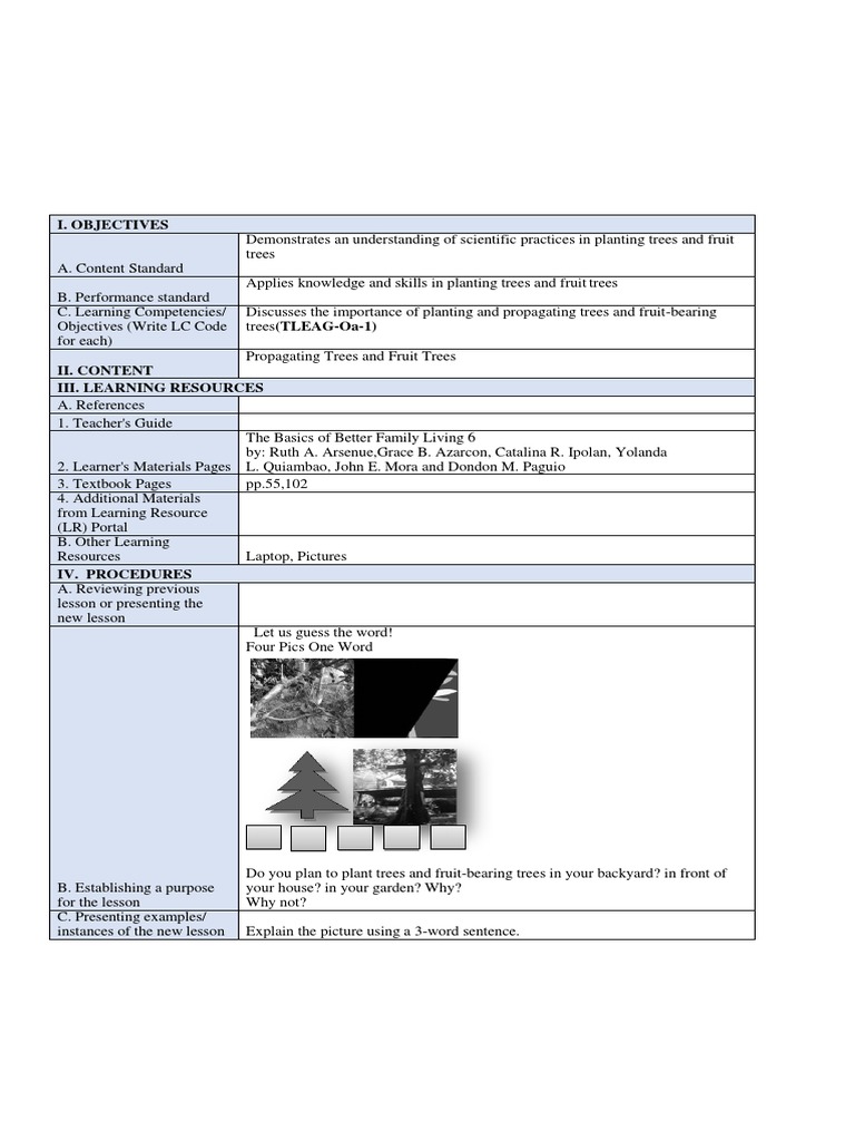 Propagating Trees: Grade 6 Lesson Plan | PDF | Trees | Plants