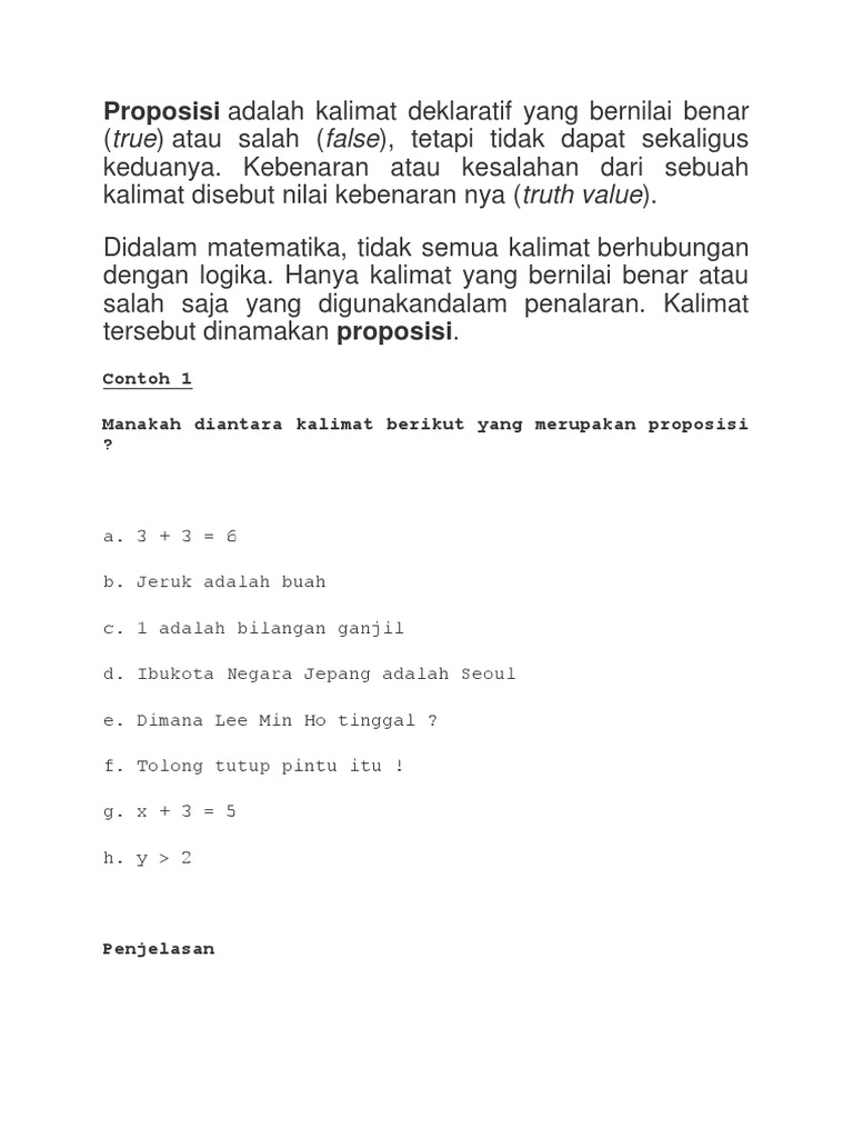 Logika Proposisi | PDF