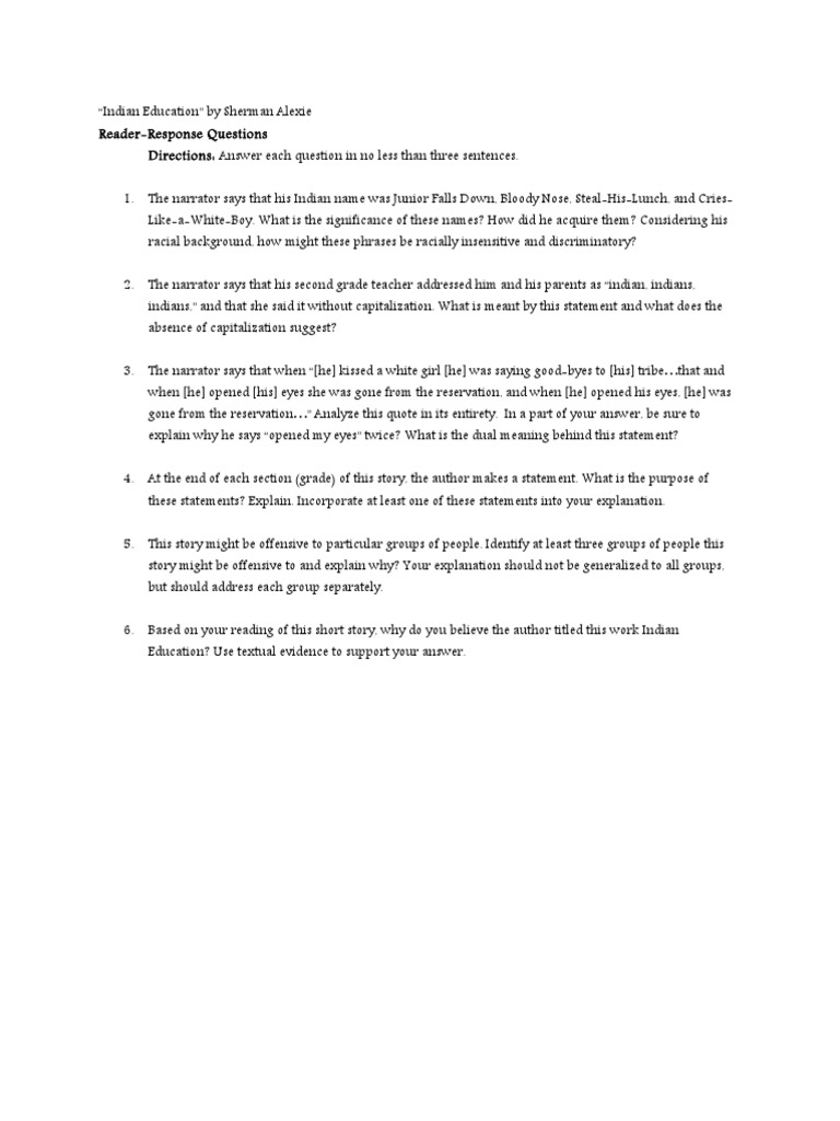 Indian Education - by Sherman Alexie | PDF