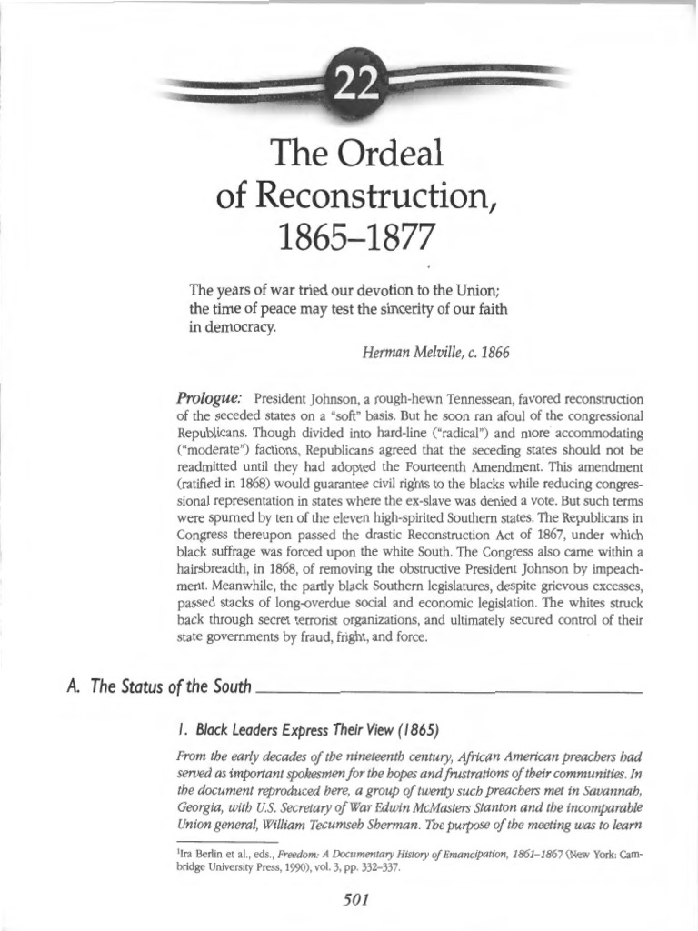 The Ordeal of Reconstruction, 1865-1877 | PDF | Reconstruction Era ...