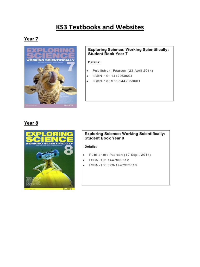 Year 7 and 8 Textbooks and Websites.96222304 PDF | PDF