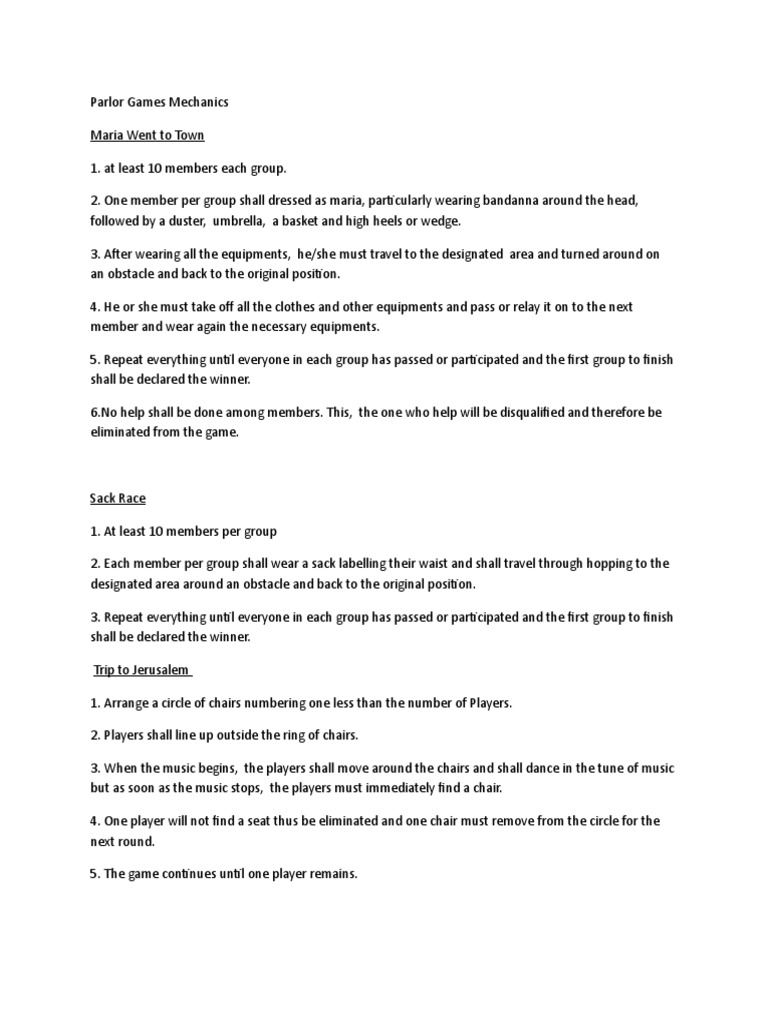 Parlor Game Mechanics Overview | PDF | Sports | Leisure