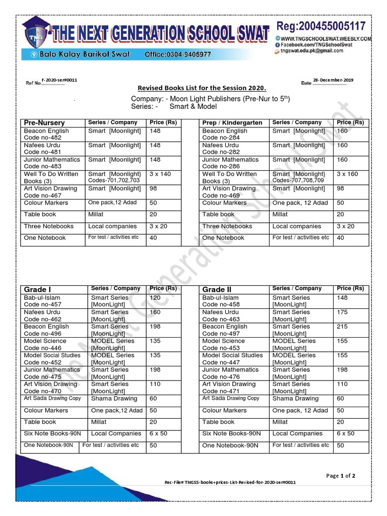 2020 Revised Book Prices List | PDF