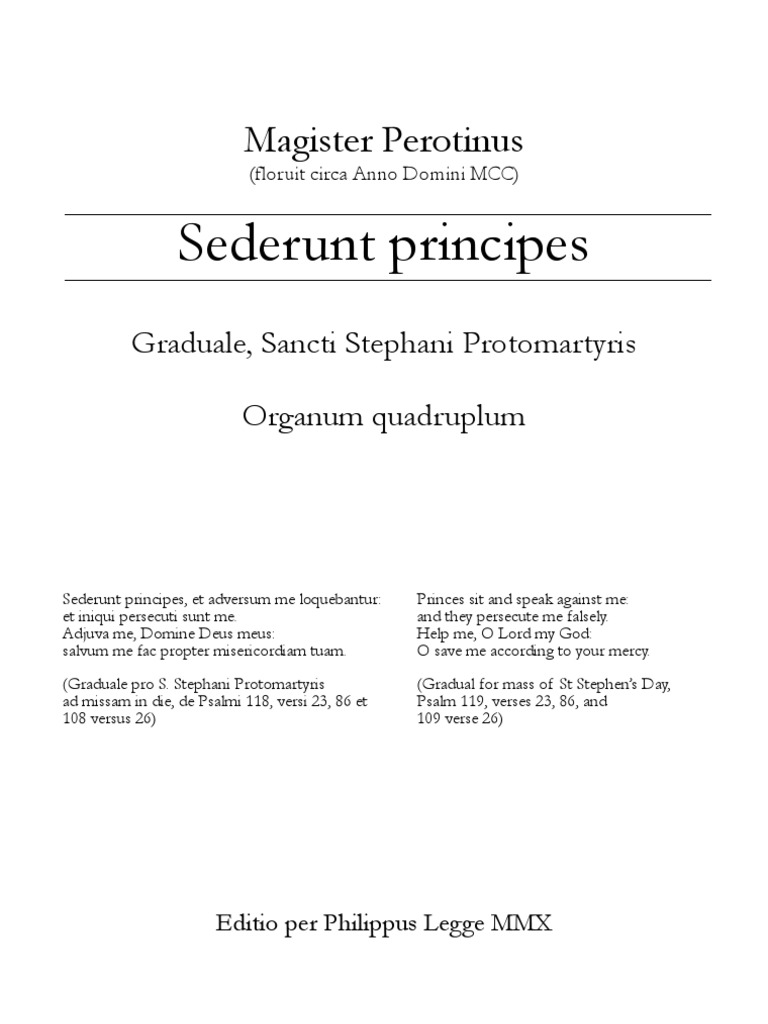 Perotinus Sederunt Principes PML | PDF