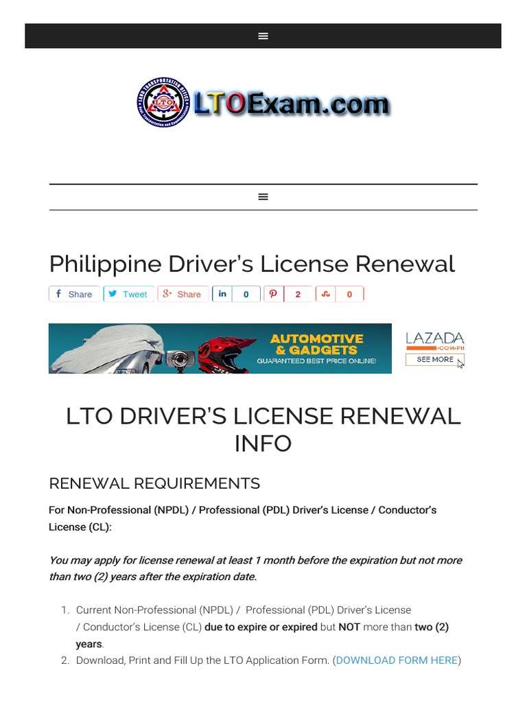 Philippine Driver S License Renewal | PDF | Driver's License ...