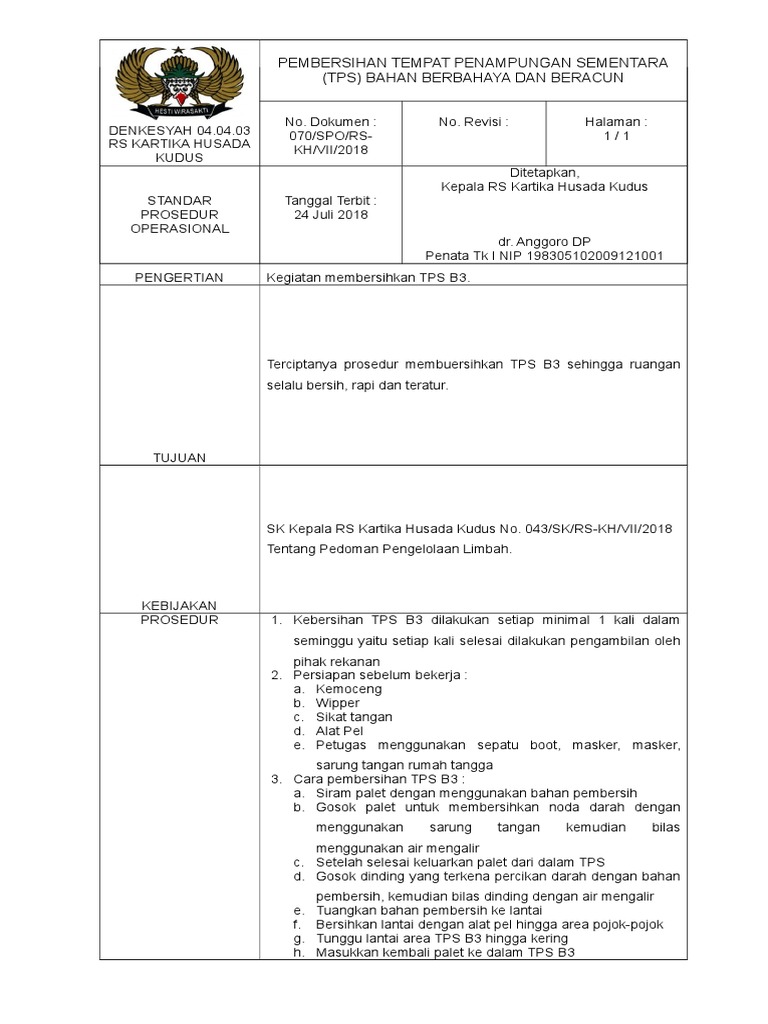 SPO Pembersihan TPS B3 | PDF
