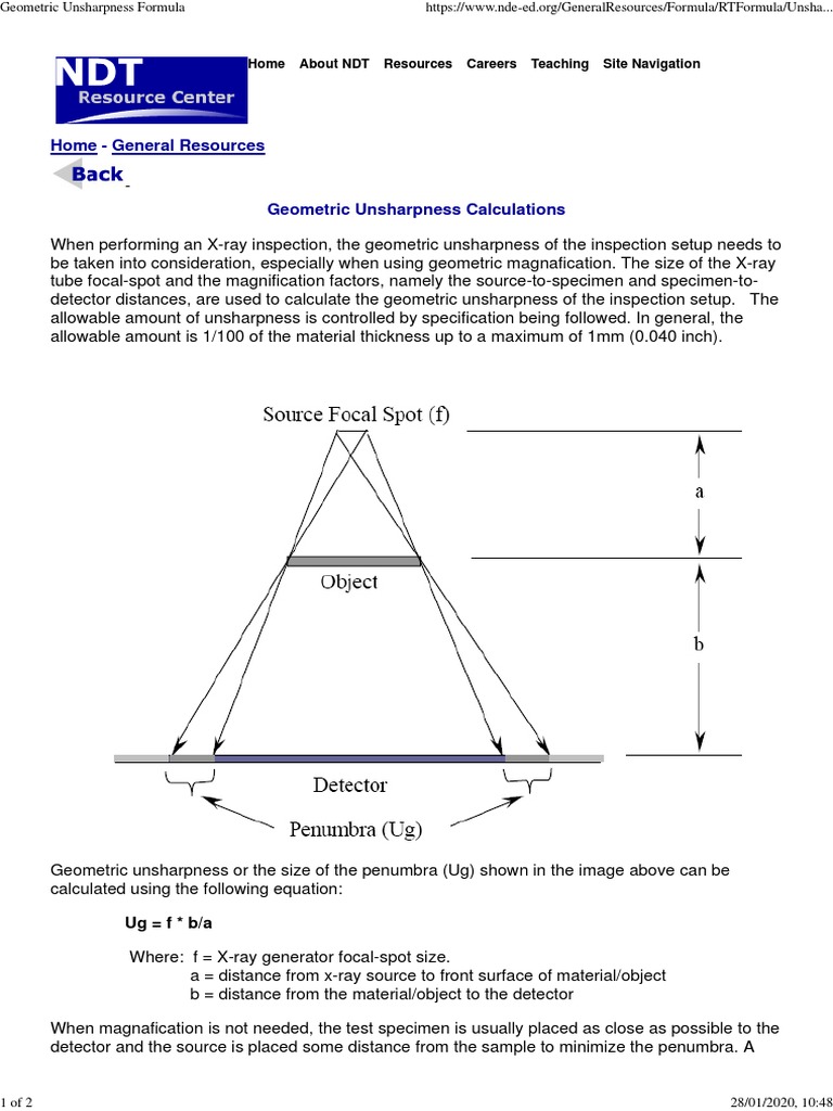 Geometric Unsharpness Formula | PDF | X Ray | Atomic