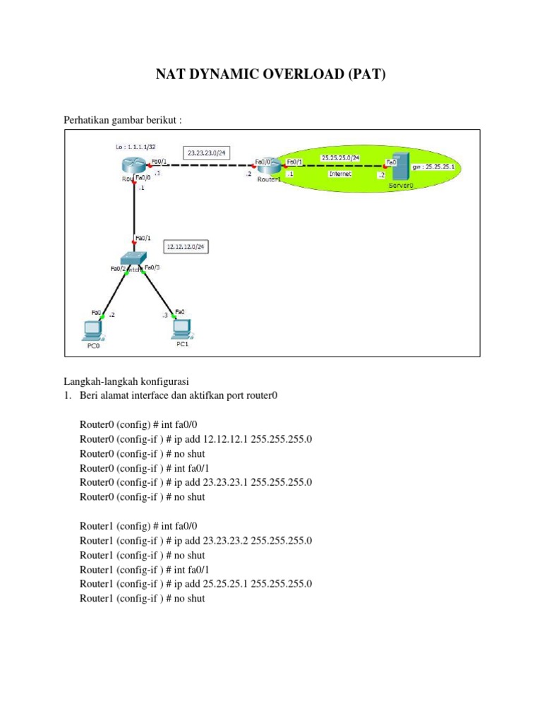 NAT Dynamic Overload With Exit Interface | PDF