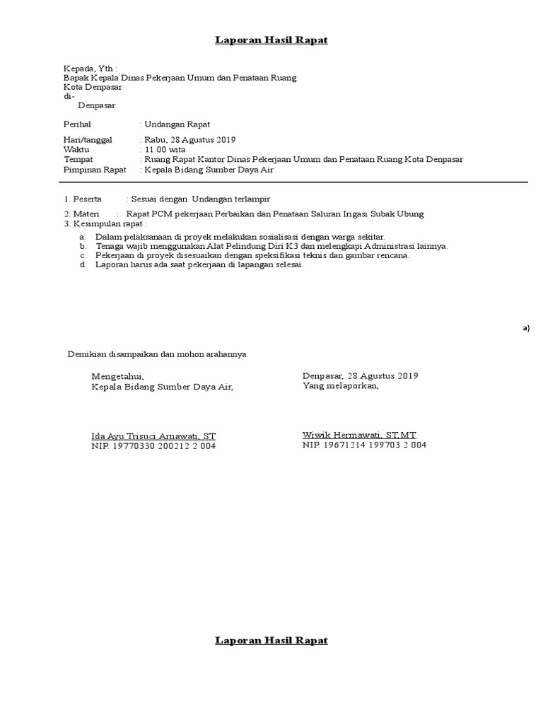 Laporan Rapat | PDF