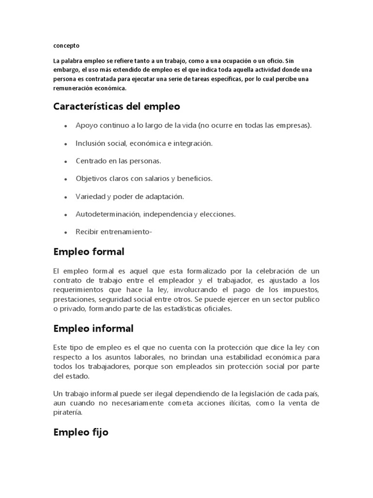 Definición y tipos de empleo | PDF | Empleo | Derecho laboral