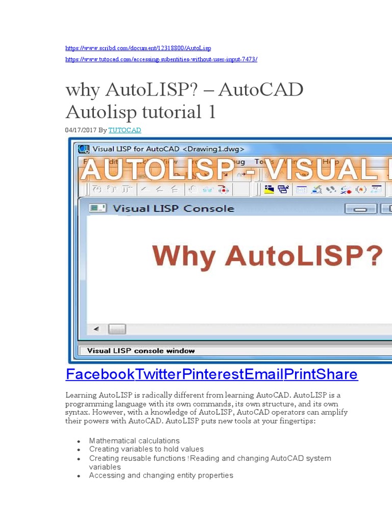 Why AutoLISP | PDF | Command Line Interface | Computer Programming Why AutoLISP | PDF | Command Line Interface | Computer Programming