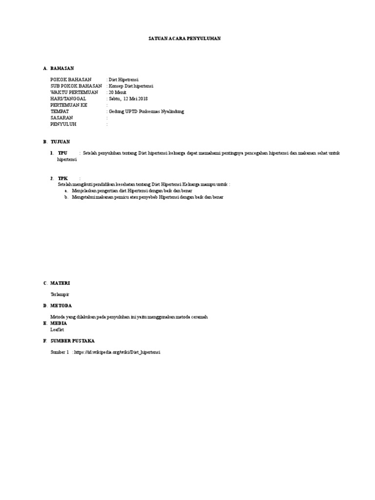 SAP Diet Hipertensi | PDF