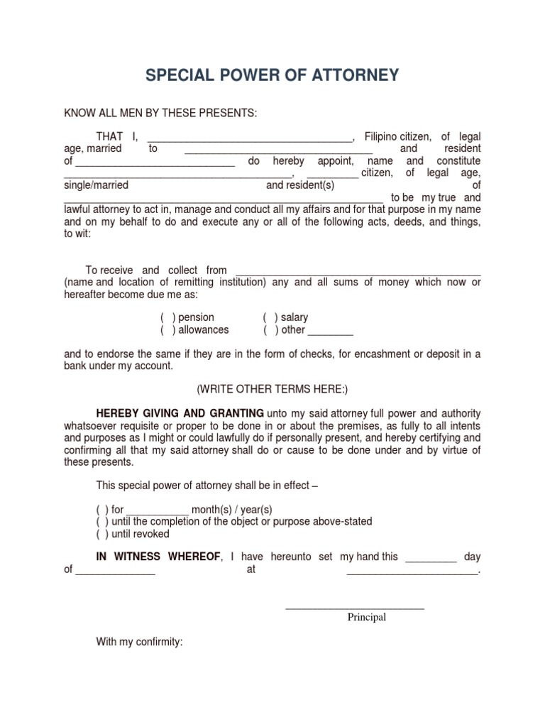 Spa Format | Download Free PDF | Power Of Attorney | Notary Public
