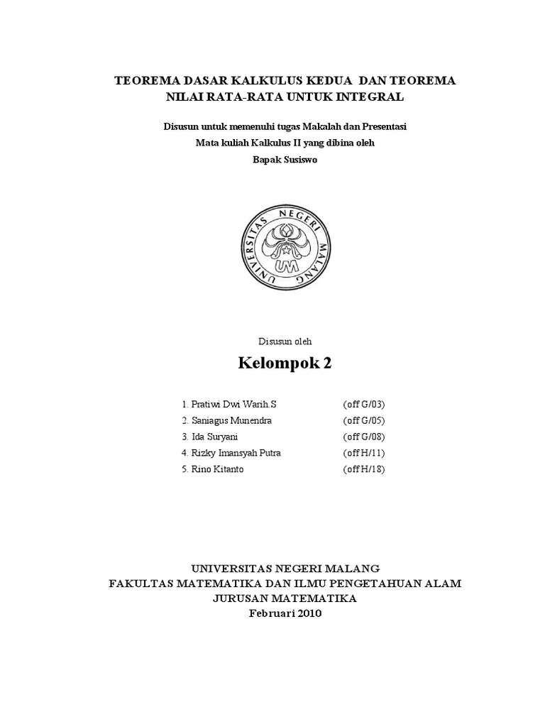 Teorema Dasar Kalkulus Kedua2 | PDF